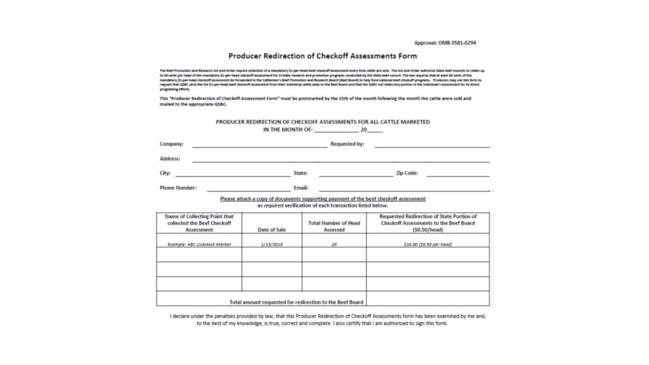 Checkoff Information